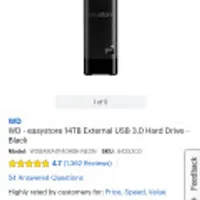 WD - easystore 14TB External USB 3.0 Hard Drive - Black